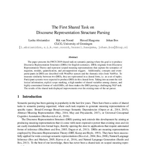 The First Shared Task On Discourse Representation Structure Parsing