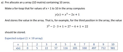 Solved A Pre Allocate An Y Array 1d Matrix Containing 10