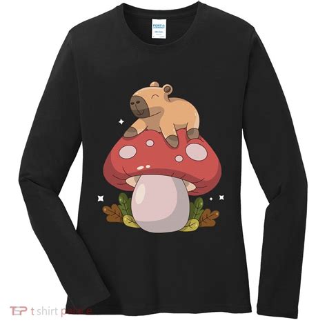Cute Kawaii Capybara Mushroom Cottagecore Aesthetic Womens