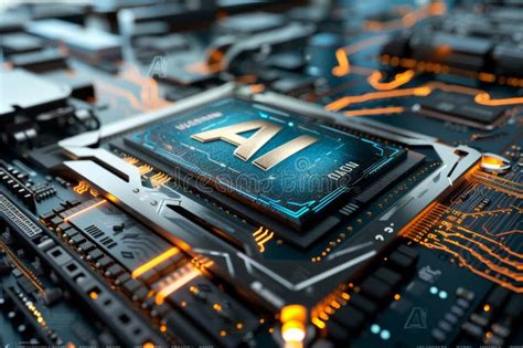 Ai Microchip With Glowing Circuits Symbolizing Advanced Technology Digital Innovation And