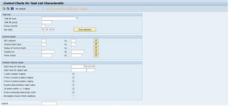 OQI SAP Tcode List Of Control Charts For Task List