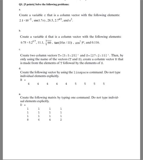 solved q1 i5 pointsl solve the following problems create a