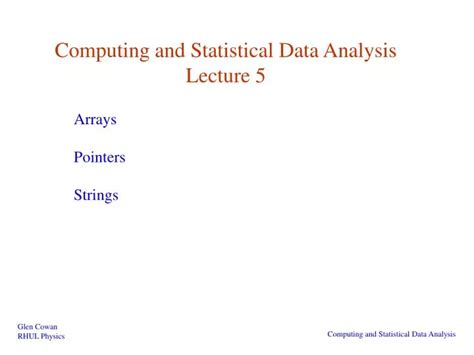 ppt computing and statistical data analysis lecture 5 powerpoint