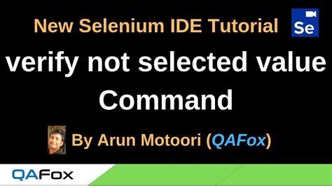 New Selenium Ide Part 35 Verify Not Selected Value Command Youtube