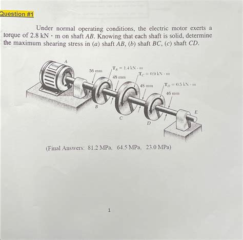 Solved Question 1 Under Normal Operating Conditions The Electric