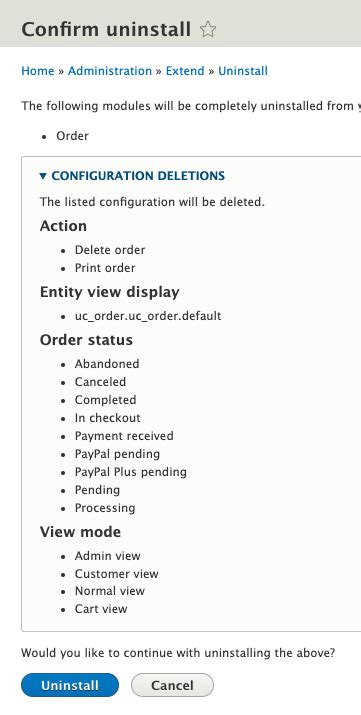 Uninstall Ubercart 2799765