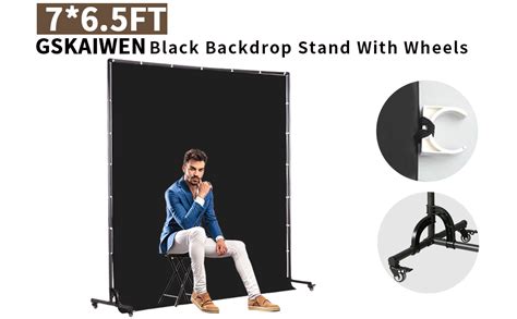 Gskaiwen Movable Black Backdrop Stand With Wheels Photo