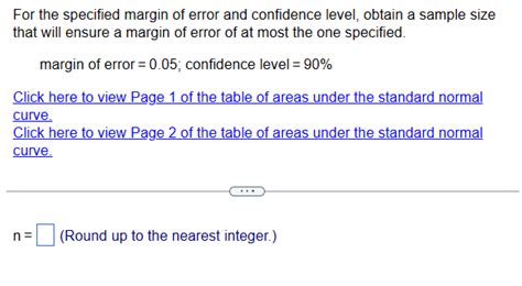 Solved For The Specified Margin Of Error And Confidence Chegg