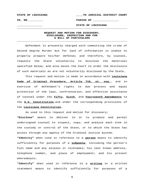 Sample Motion For Discovery Criminal At Patricia Bartholomew Blog