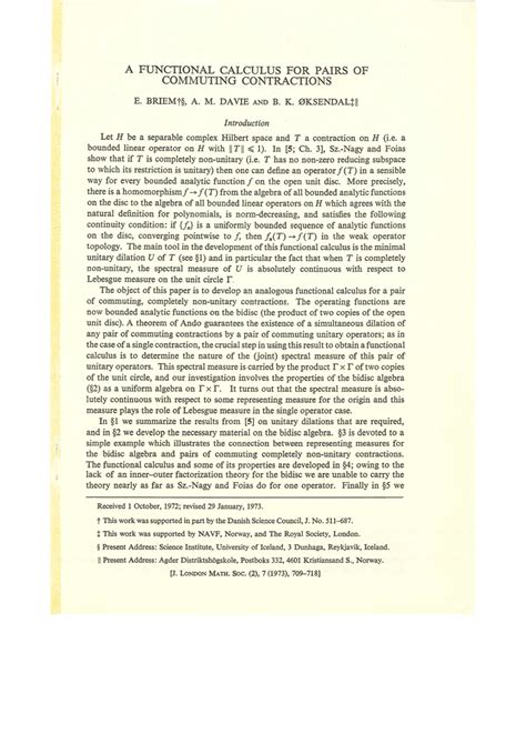 Pdf A Functional Calculus For Pairs Of Commuting Contractions