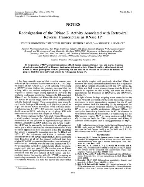 Pdf Redesignation Of The Rnase D Activity Associated With Retroviral