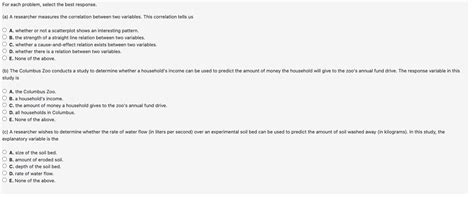 Solved For Each Problem Select The Best Response A A Chegg Com