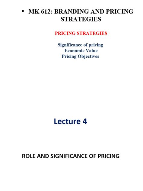 lecture four pdf pricing prices