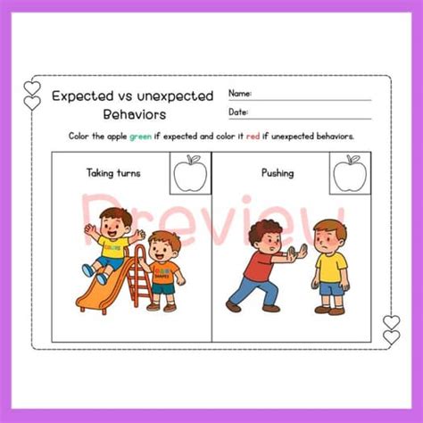 Social Behavior Sorting Activity Expected Vs Unexpected Behaviors For