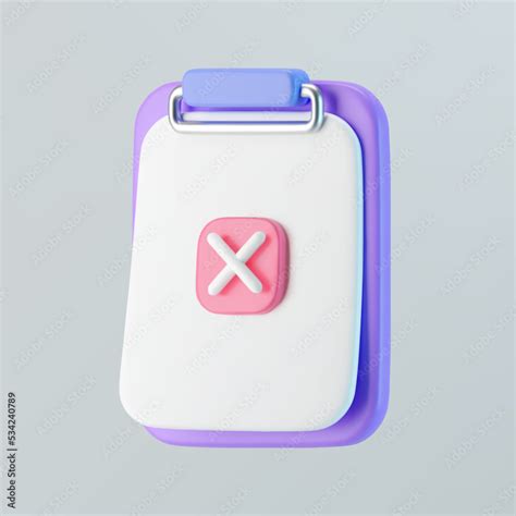 D Purple Checklist On Clipboard Icon With Cross Mark Isolated On Gray Background Render To Do