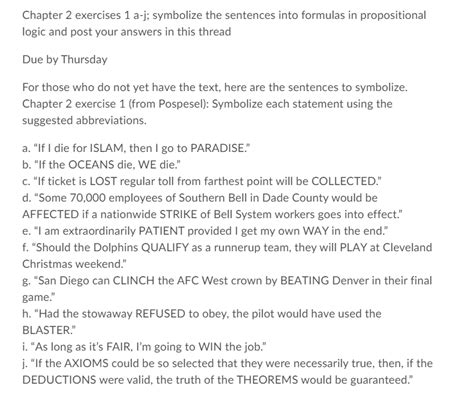solved chapter 2 exercises 1 a j symbolize the sentences