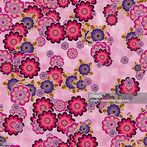 선명한 색상의 매끄러운 꽃 무늬가 피어나고 손으로 칠한 것처럼 보입니다 부드러운 장미 배경에 밝은 갈색 잎과 빨간색 장미와 보라색 꽃 벽지 포장 섬유용 텍스처 0명에 대한