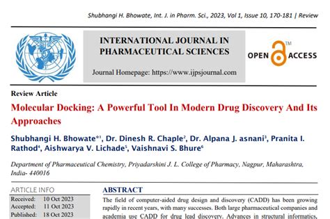 Molecular Docking A Powerful Tool In Modern Drug Discovery And Its Approaches