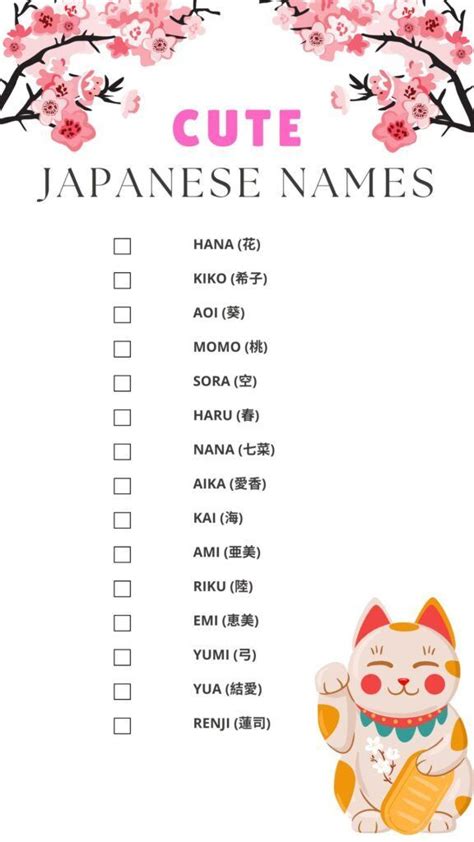 Printable Lists Of Cute Japanese Names Japanese Names Japanese Names