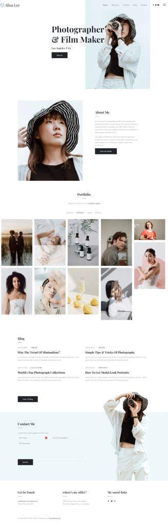 Alena Free Photography Portfolio HTML Template TemplatesJungle Com