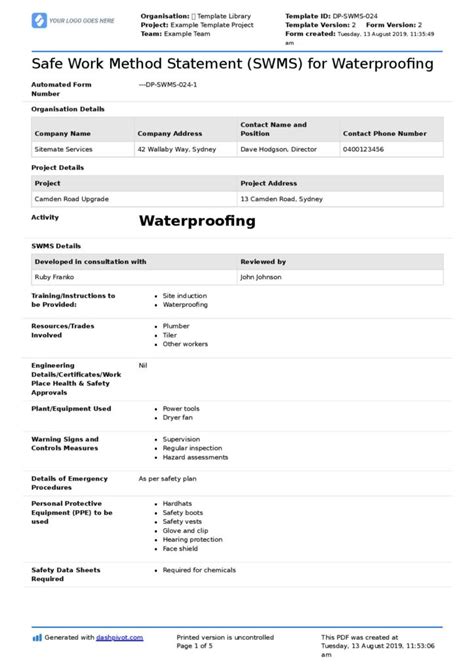 Waterproofing Quotation Template Chasiupaperstimes