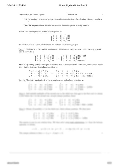 SOLUTION Linear Algebra Notes Part Studypool