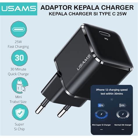 Jual Usams T42 Kepala Adaptor Charger Super Si Type C Pd Qc 3 0 Fast Charging 25w Samsung Oppo