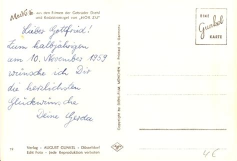 Ansichtskarte Postkarte Mecki Der Igel Und Igelin Rollen Wolle Auf Alte Liebe Rostet Nicht