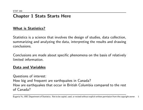 Stat 200 Lecture Slides Chapter 1 Stats Starts Here What Is