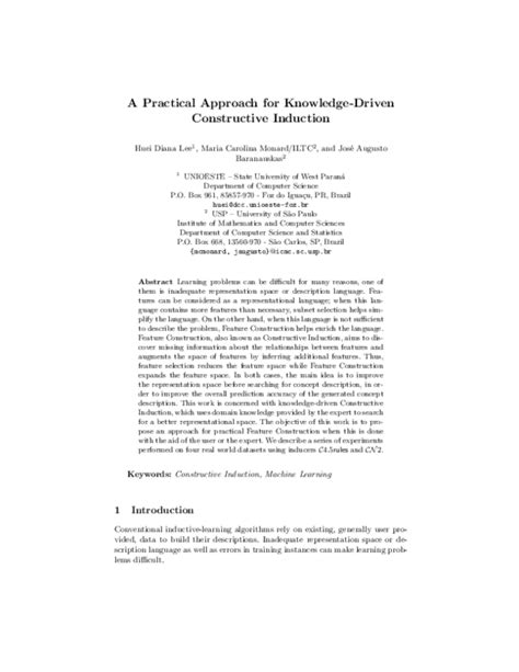 Pdf A Practical Approach For Knowledge Driven Constructive Induction