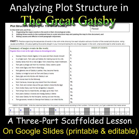 The Great Gatsby Mapping And Analyzing Plot Structure Three Part Lesson