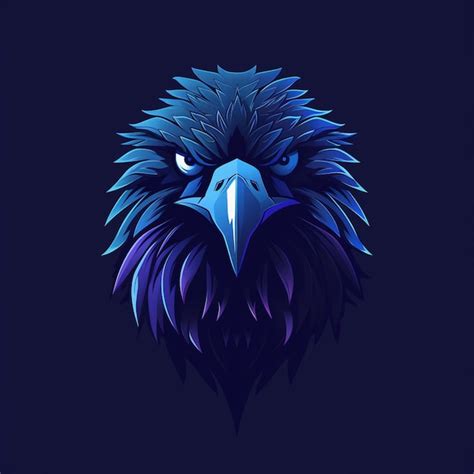 Blue Eagle For Gaming Logo On Dark Blue Background Premium Ai Generated Image