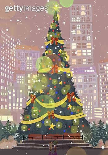 겨울 커플 커플 인간관계 부부 신혼부부 라이프스타일 연말 연말 홀리데이 크리스마스 국경일 크리스마스트리 거리 도시도로 눈 얼어있는물