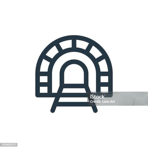 대중 교통 개념에서 터널 아이콘 벡터 터널 편집 가능한 스트로크의 얇은 선 그림입니다 웹 및 모바일 앱 로고 인쇄 미디어에 사용할 선형 기호 0명에 대한 스톡 벡터 아트 및