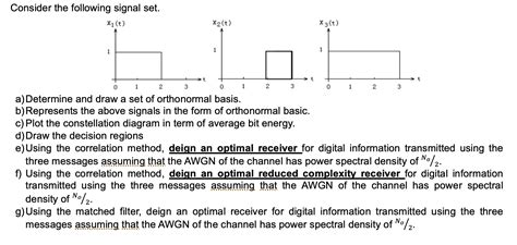 Solved Consider The Following Signal Set X1t X2t X3t