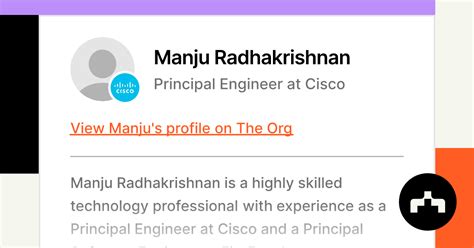 Manju Radhakrishnan Principal Engineer At Cisco The Org