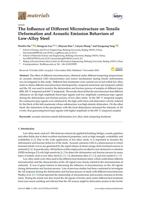 Pdf The Influence Of Different Microstructure On Tensile Deformation And Acoustic Emission