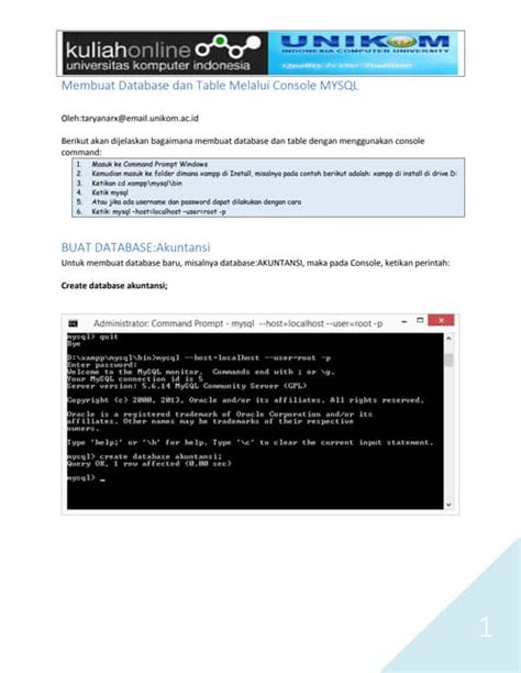Membuat Database Dan Tabel Melalui Console Mysql Pdf