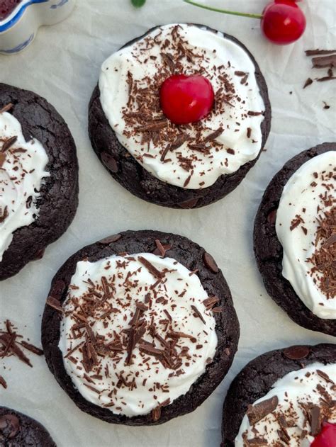 Fudgy Black Forest Cookies With Cherry Compote The Food Flamingo