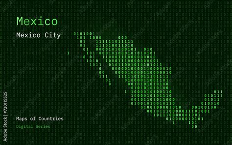 Vector De Stock Mexico Map Shown In Binary Code Pattern Tsmc Blue
