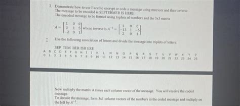 Solved 2 Demonstrate How To Use Excel To Encrypt Or Code A