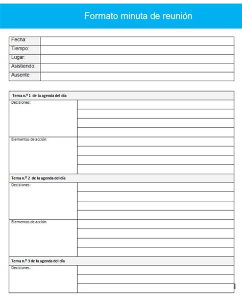 Formato Minuta De Reunión Ejemplos Modelos Y Plantillas En Word