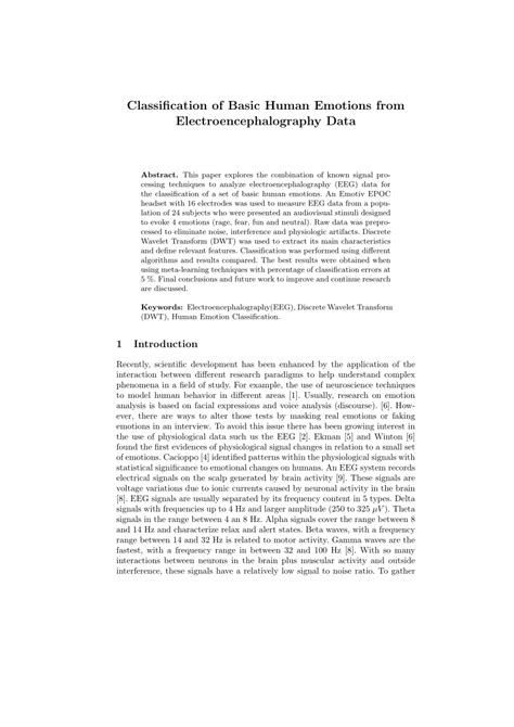 pdf classification of basic human emotions from