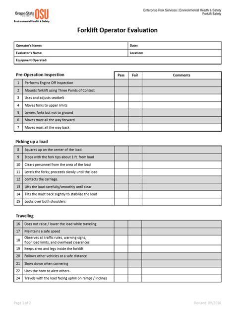 Forklift Operator Evaluation Pdf Forklift Transport
