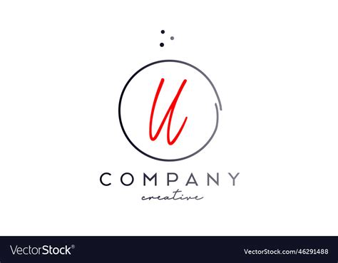 Circle U Handwritten Alphabet Letter Logo Vector Image