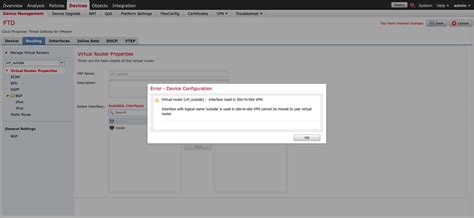 Configure A Vrf Aware Site To Site Tunnel With Ikev2 On Ftd Cisco