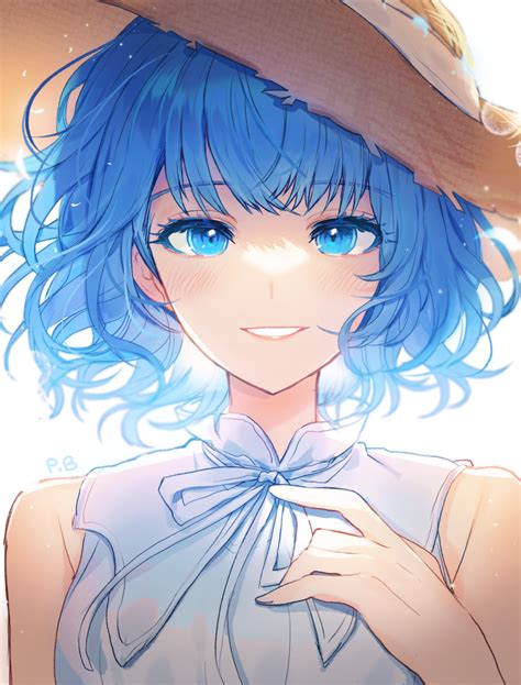 Safebooru 1girl Backlighting Bad Id Bad Pixiv Id Bare Shoulders Blue