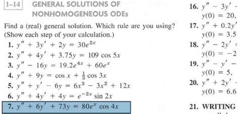 Solved General Solutions Of Nonhomogeneous Odes Find A