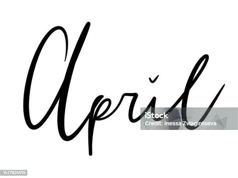 심플한 디자인 요소 레터링 손 스타일 필기체 봄 달 4월 흰색 배경에 검은색 편지 달력 발레 저널 0명에 대한 스톡 벡터 아트 및 기타 이미지 Istock