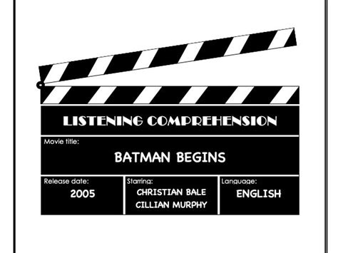 Listening Comprehension Batman Begins Teaching Resources
